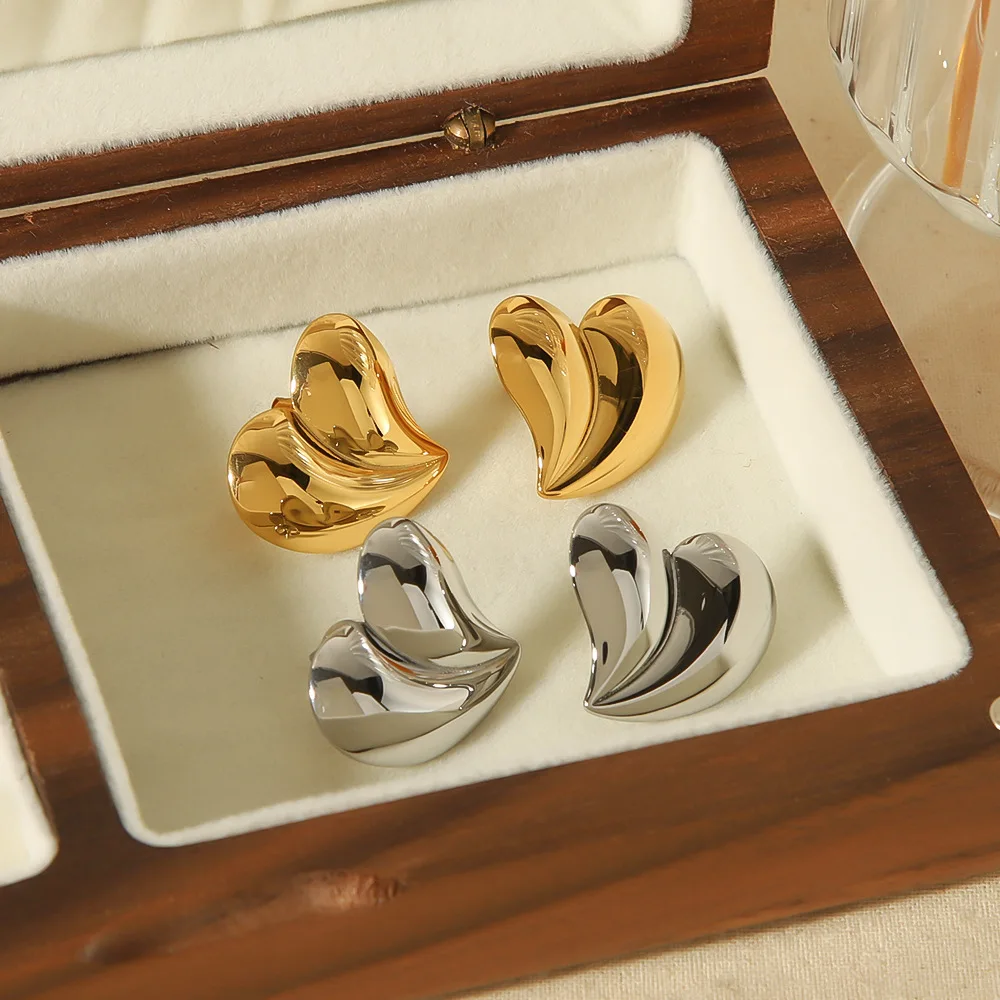 ERESI Gold Plated Fashion Smooth Stainless Steel Heart Love Thick ...