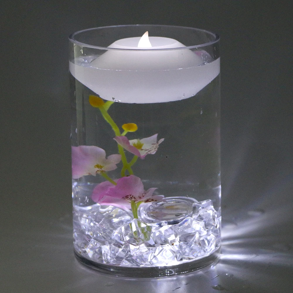 White Flickering 3 Inch Flameless Water Activated Floating Wax Led ...