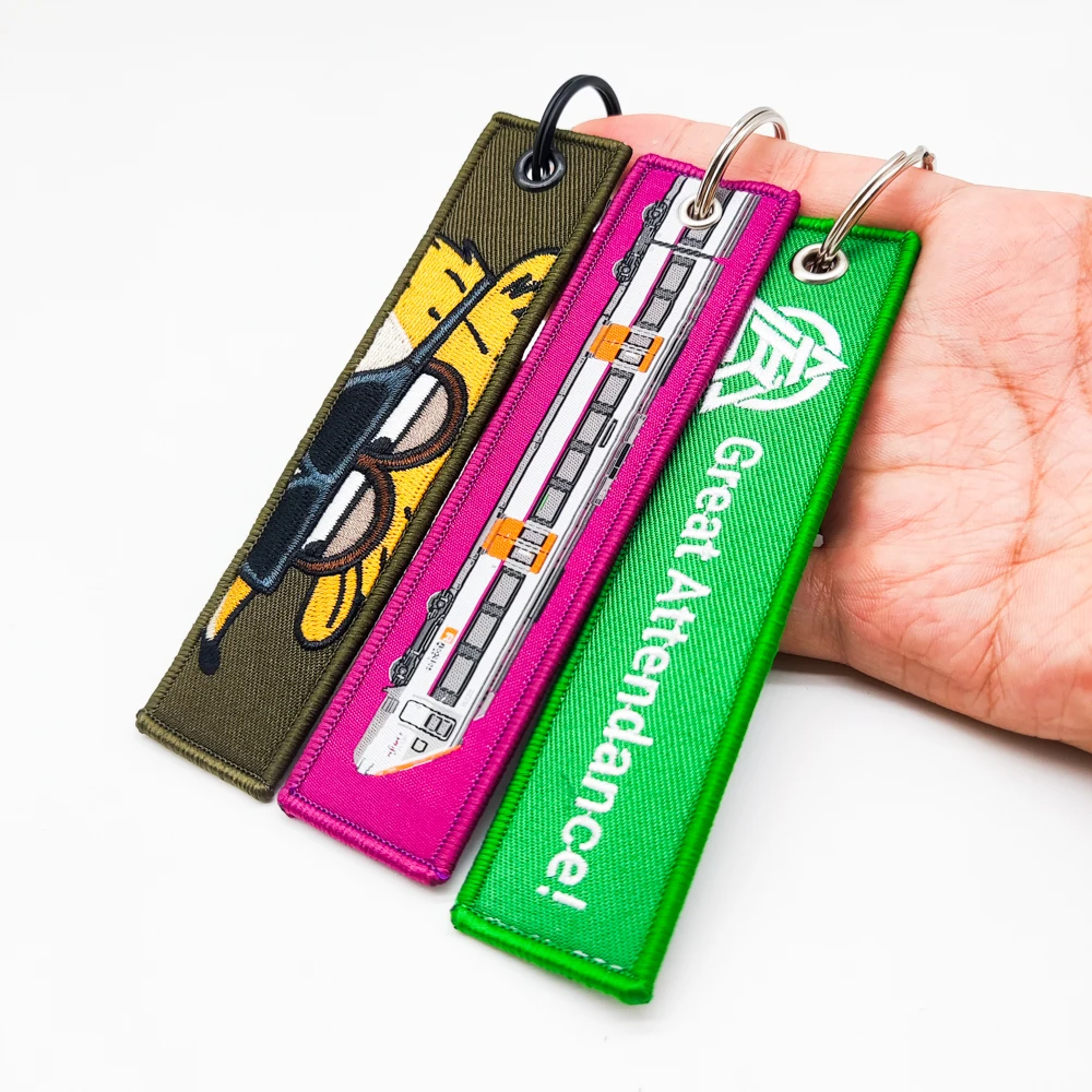 Custom m Event Car Logo Fabric Embroidery Woven Keychains Whistles ...