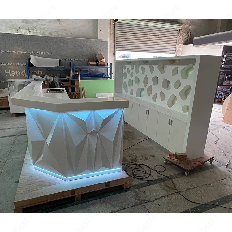 Luxury Corian Marble Mobile Bar Counter with LED Lights - Modern Design ...