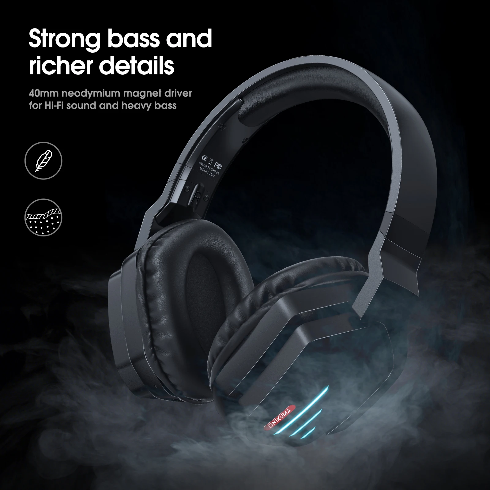 Onikuma B60 Blue Tooth Wireless Anc Headset For Sports Oem Factory ...