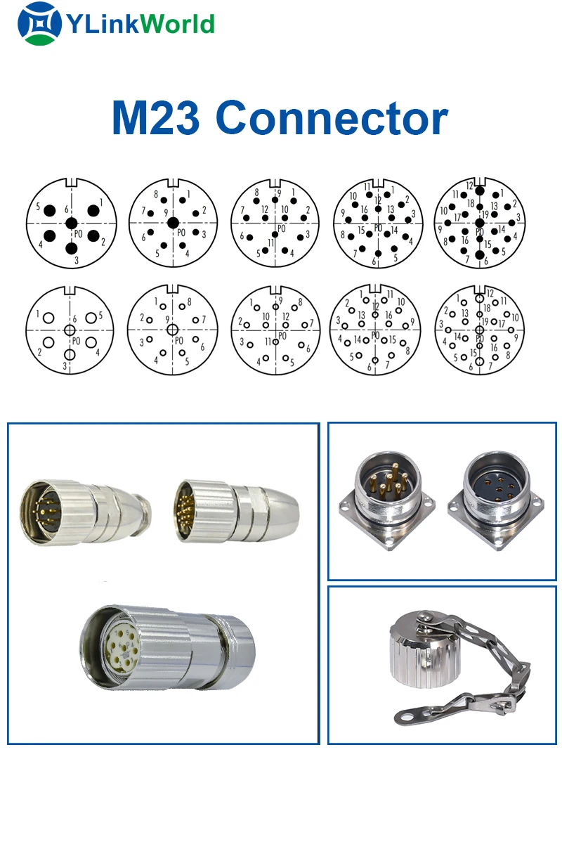 M5 M8 M12 M16 M23 Connector Waterproof Cable Male Female 2 3 4 5 6 7 8 ...