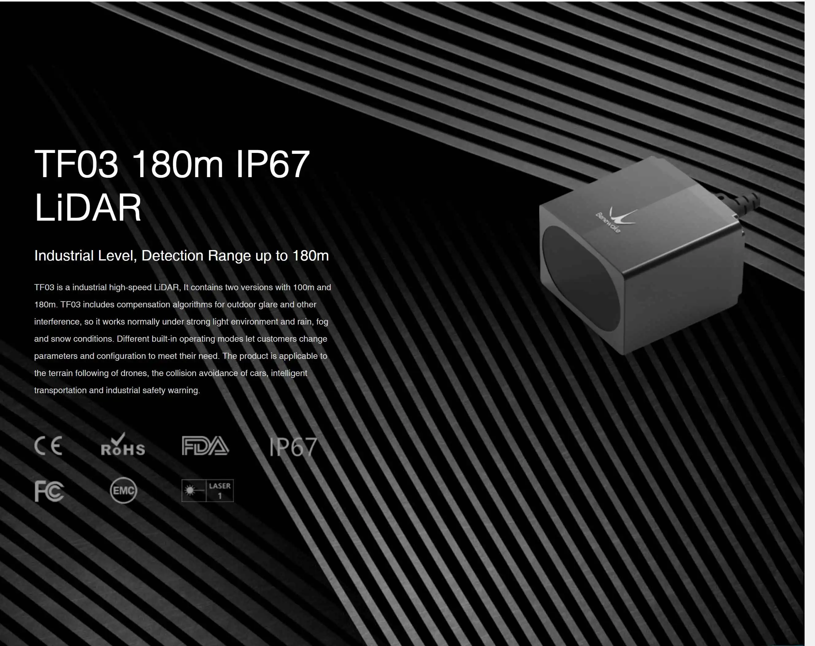 TF03 100m 180m laser lidar 4-20ma laser distance sensor| Alibaba.com