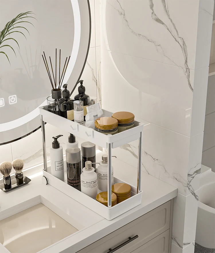 2 Tier Slide-out Storage Box Kitchen Pull-out Kitchen White Storage ...