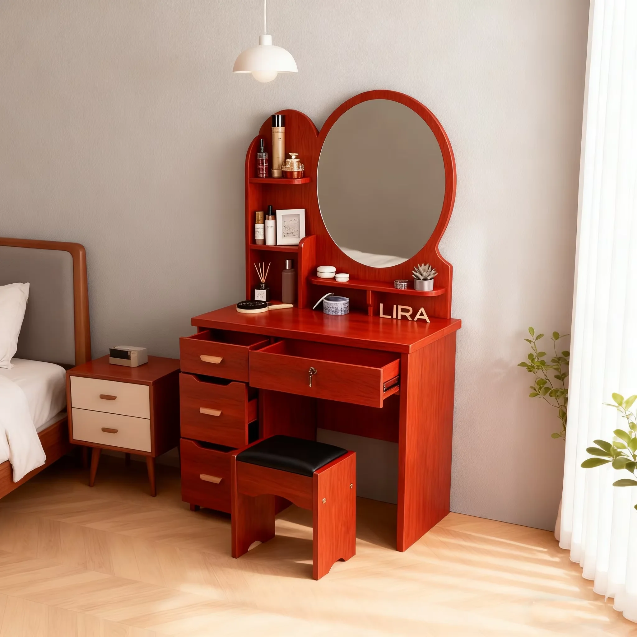 Bedside Vanity Table for Master and Secondary Bedroom with Cabinets ...