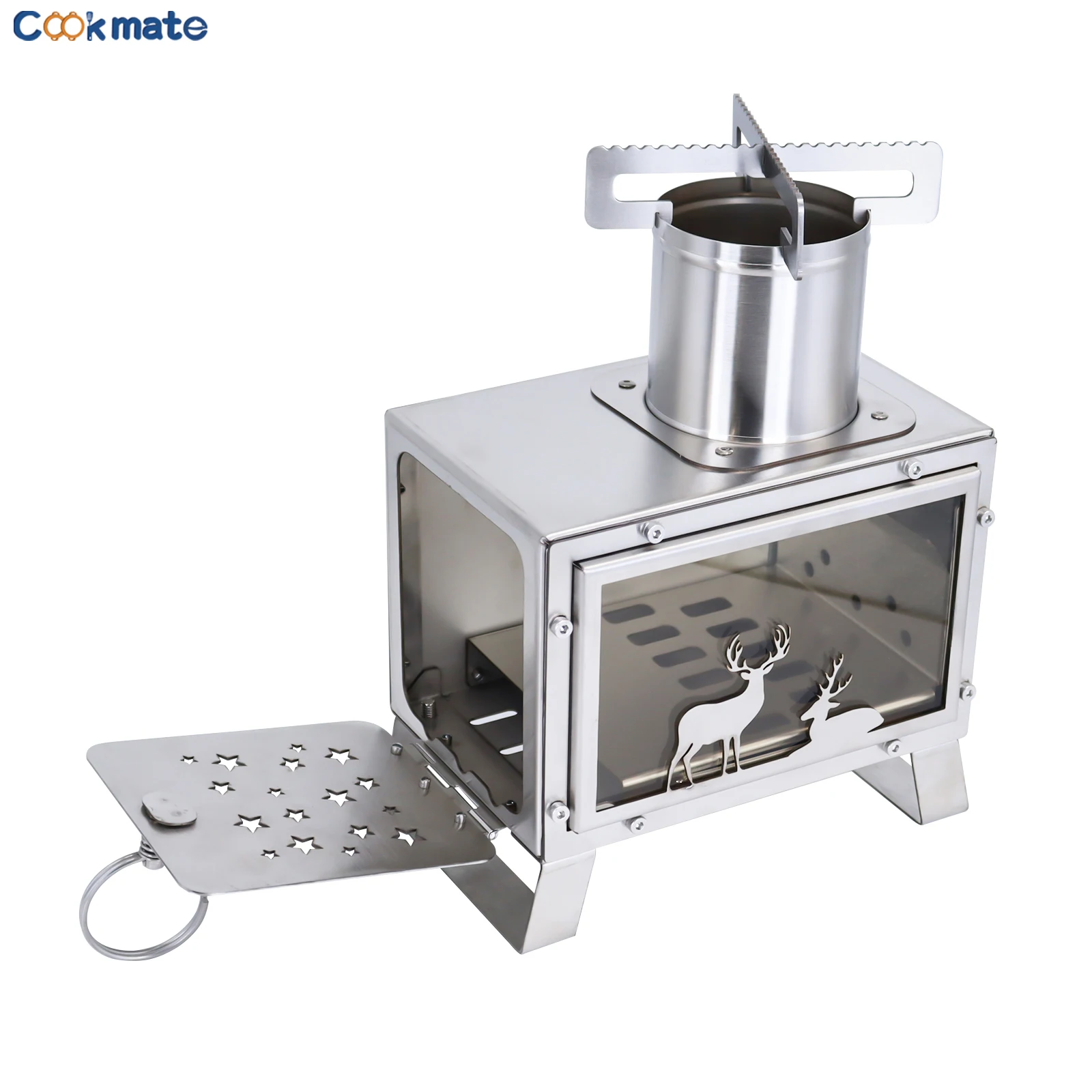 Cookmate Portable Burning Stove - Stainless Steel Firewood Camp
