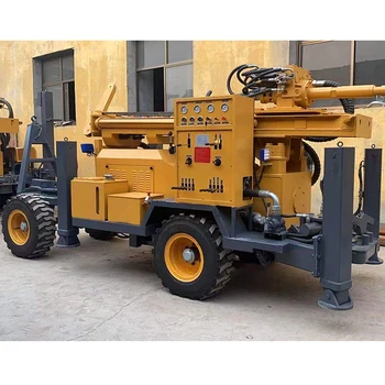 Wheeled Portable Water Drilling Rigs Machine 200m Price With Wheels ...