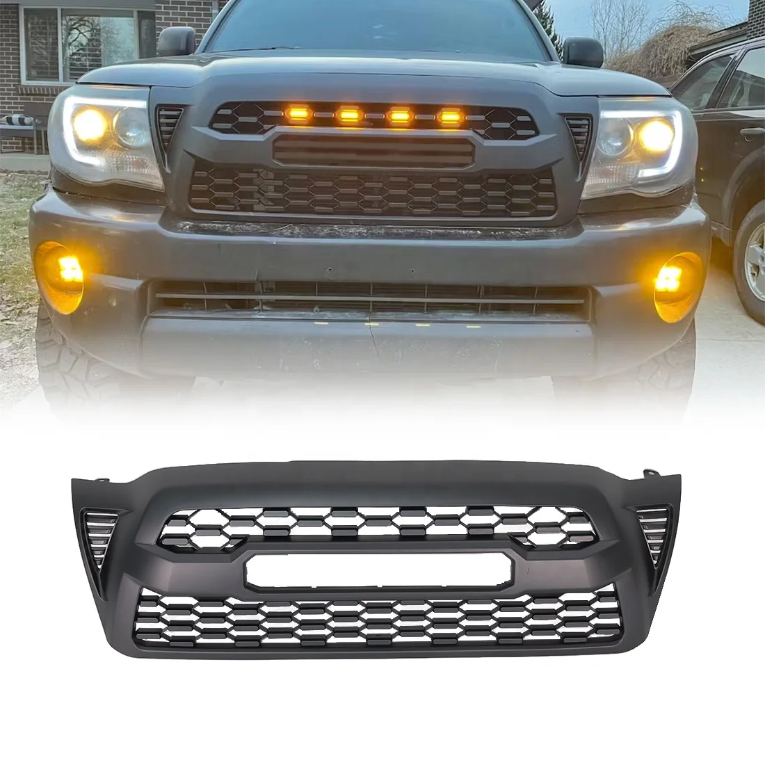 Offroad Part Front Grille Car Grills Grill With Led Lights Fit For 2005 ...
