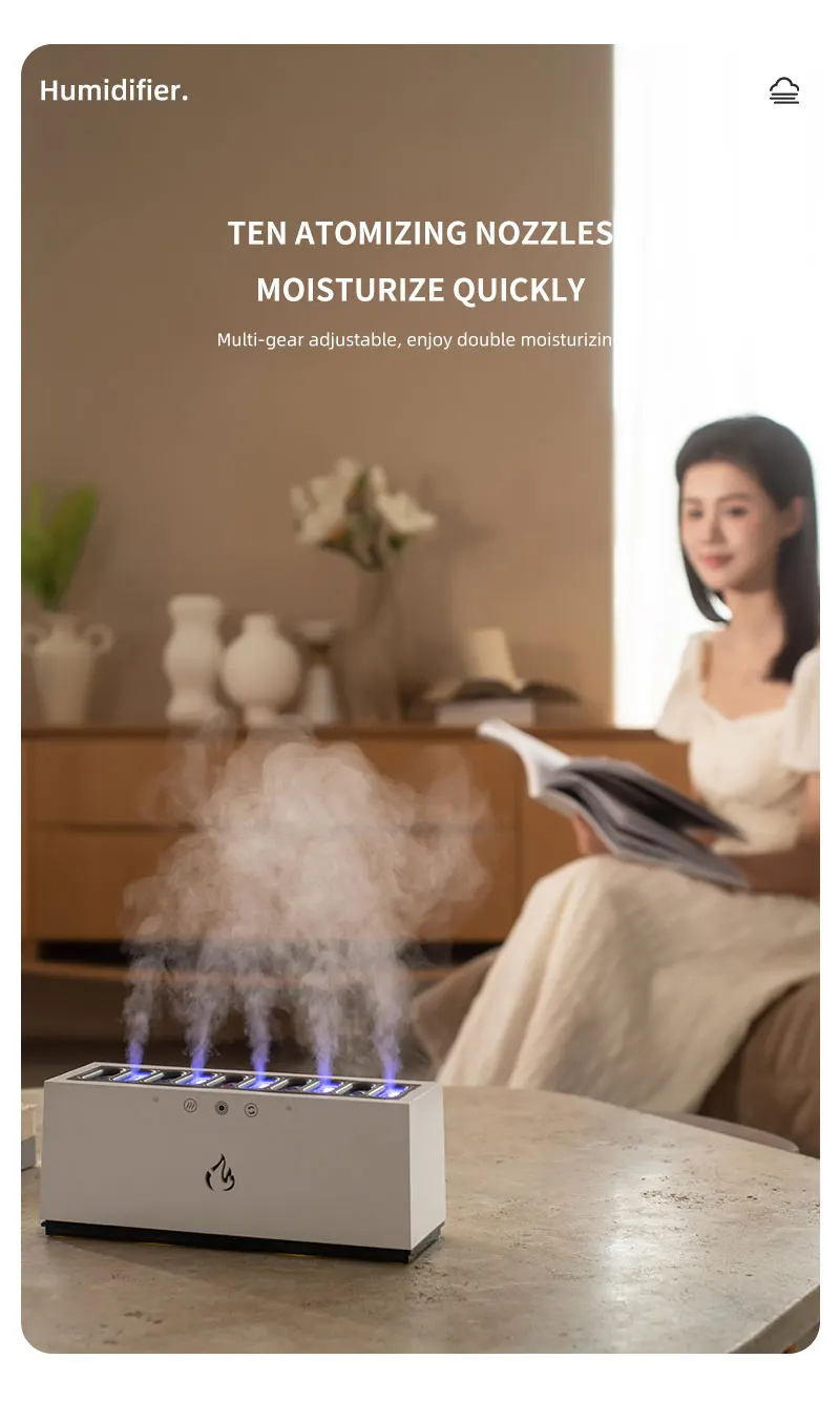 Dynamic Sound Pickup Humidifier with 10 Holes Spray Nozzles