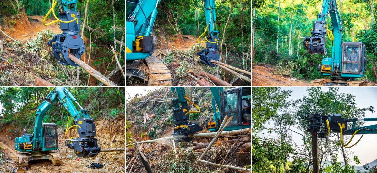 Excavator Mounted Tree Harvester Head Timber Cutting Machine For ...