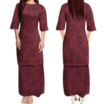 Retro Style Custom Polynesian Puletasi Samoan Set Dress Ptaha Puletaha ...