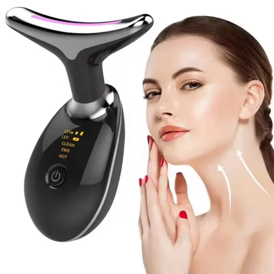 3 Led Therapy Colors Neck Massager Ems Face Lifting Device Reduce ...
