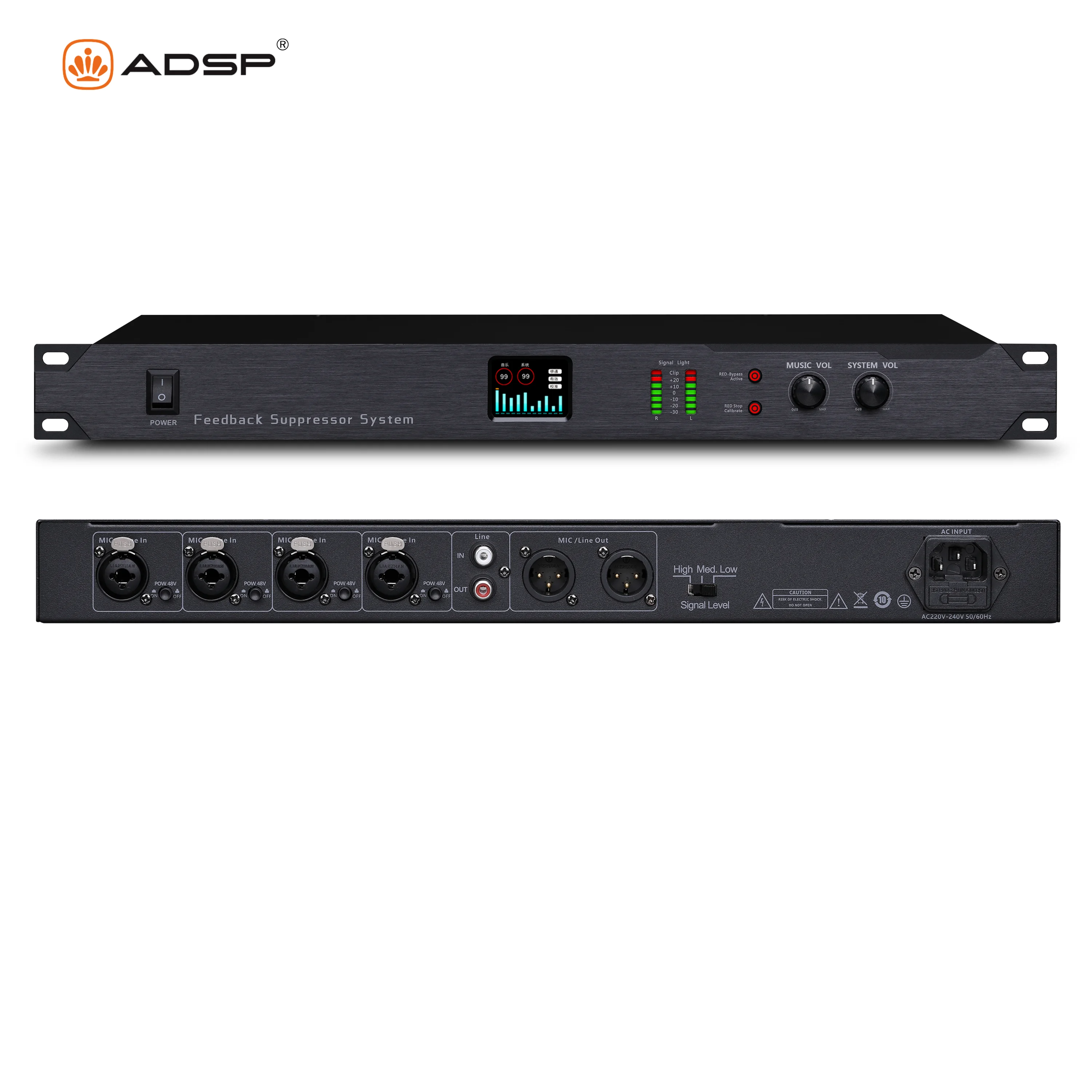 Professional Digital Feedback Suppressor With 48v Phantom Power Supply ...