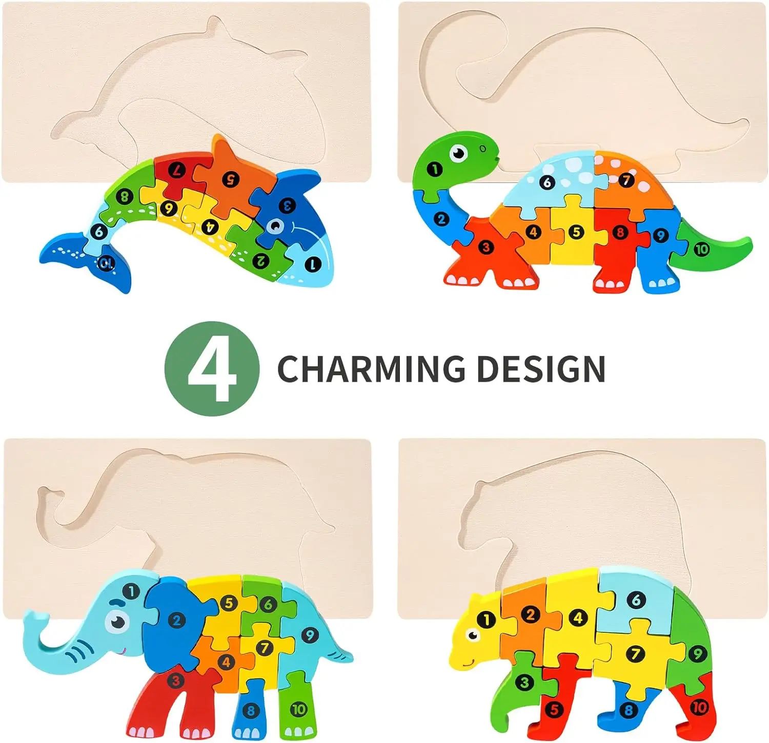 Wooden Jigsaw Puzzles For Kids Ages 3-5,Toddlers Puzzles Toys Dinosaur ...