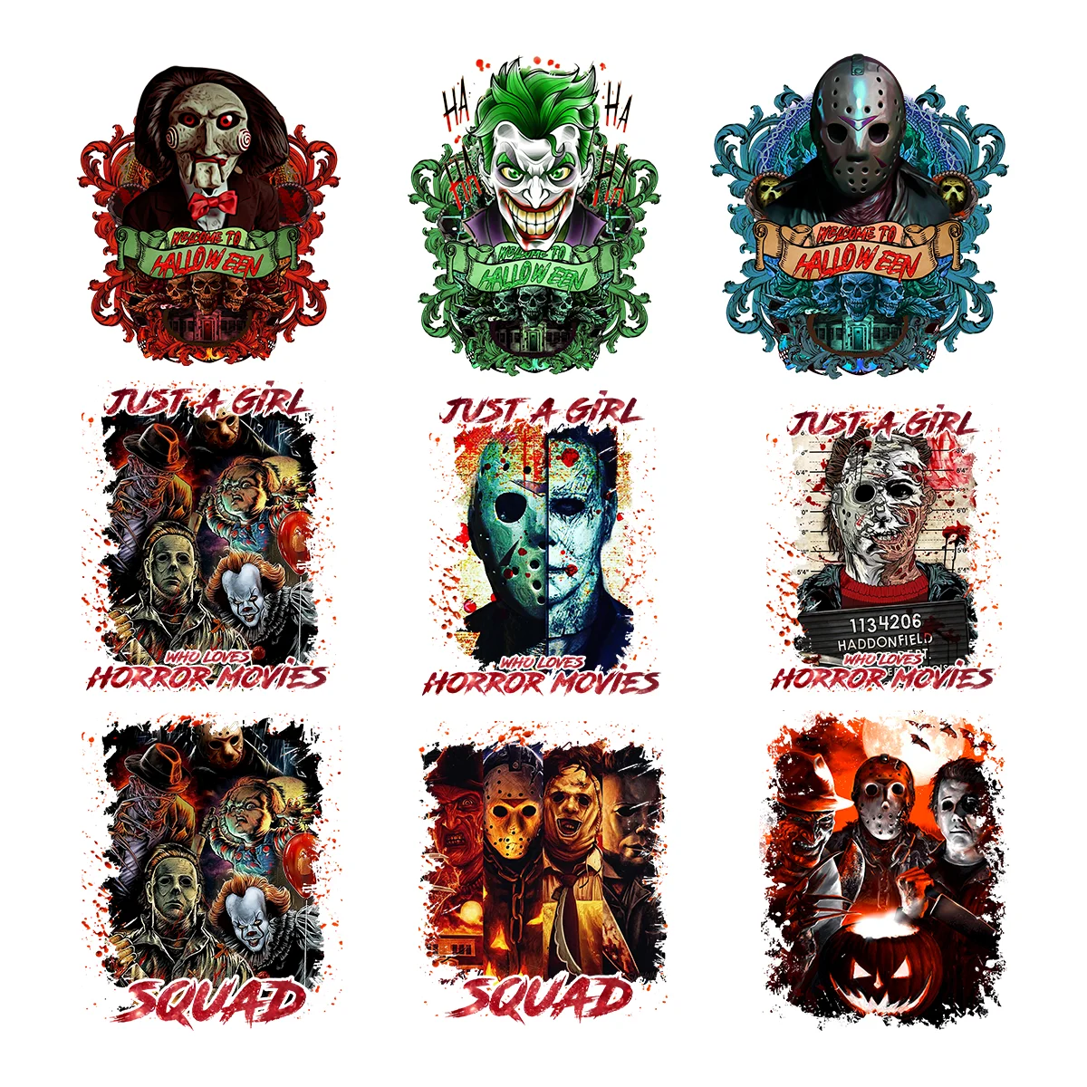 Halloween Iron Sticker Horror Movie Character Vinyl Heat Transfer Decal ...