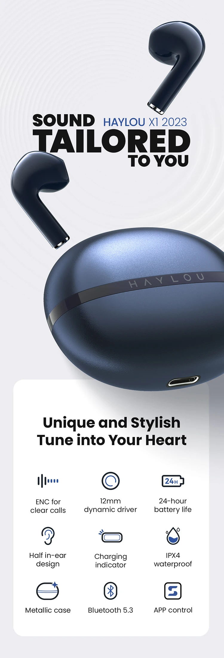 Haylou X1 2023 True Wireless Earphones Bluetooth 5.3 Hd Audio Noise Cancelling Sports Waterproof ...