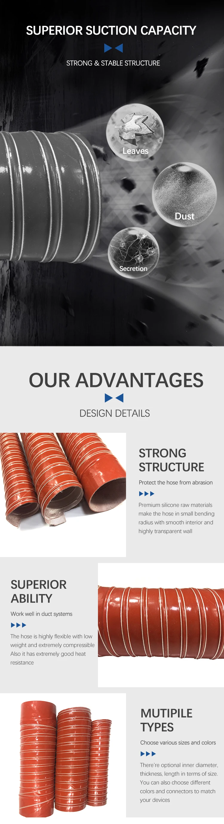 50inch 500mm Silicon Pvc Ducting Duct Hose 160mm 8 in 25 12 ...