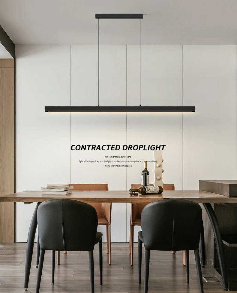 Modern Long Strip Hanging Lamp - Aluminum Dining Table Light Fixture