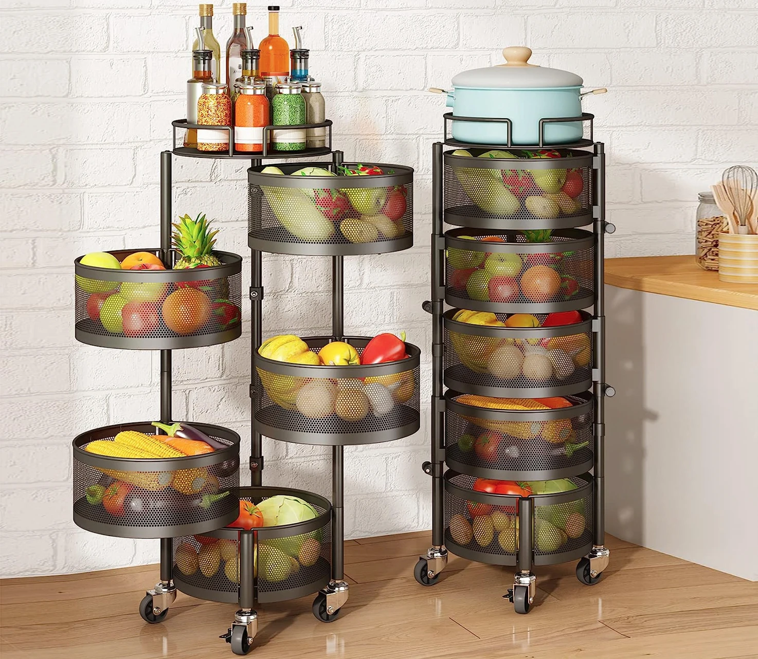 4-tier Metal Storage Tower - Efficient Kitchen Organizer