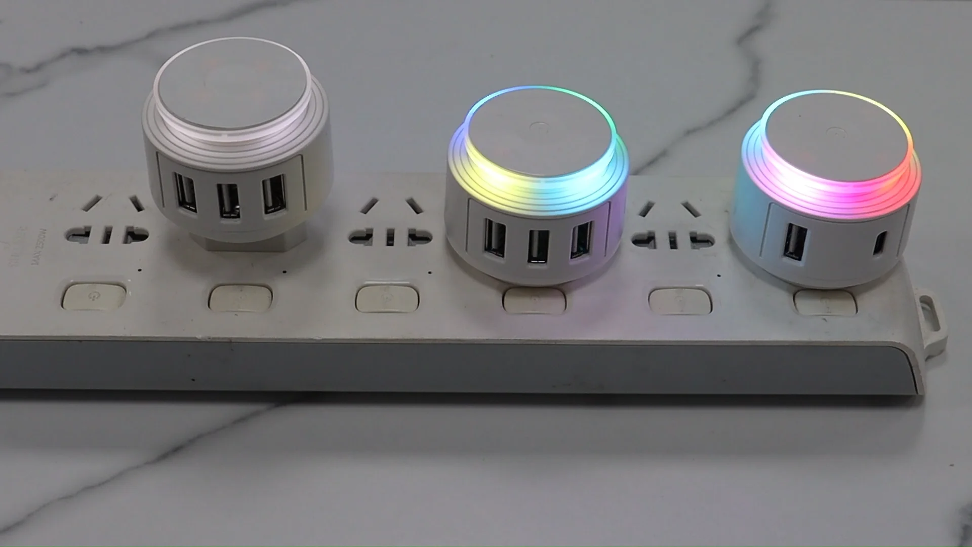 Custom Wall Charger & Adapter Rgb Night Light 5v/2.4 A+c Port Charger ...