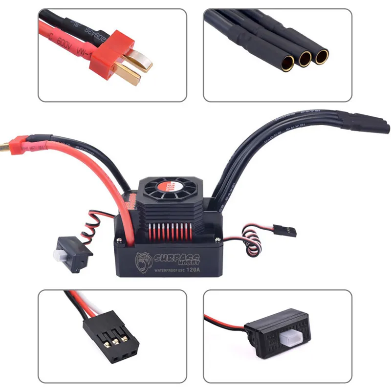 Surpass Hobby 120A Waterproof Brushless ESC for RC Cars