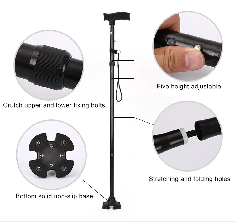 Wholesale Aluminum Rehabilitation Canes Adjustable Collapsible ...