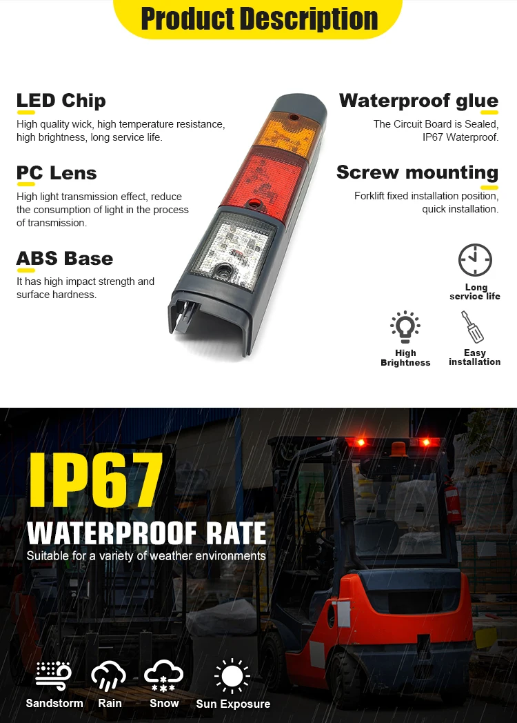 12V Forklift Taillights Rear Combination Lights Steering Brake Astern ...