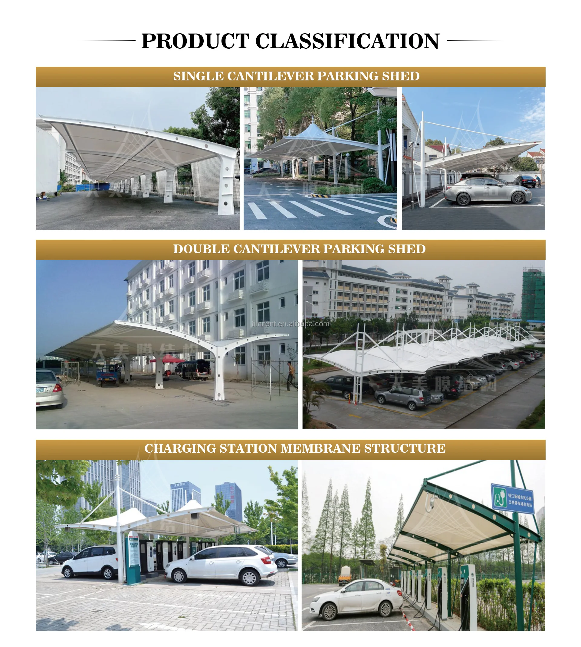 Car Parking Shed - Durable Steel Structure with Membrane Roof