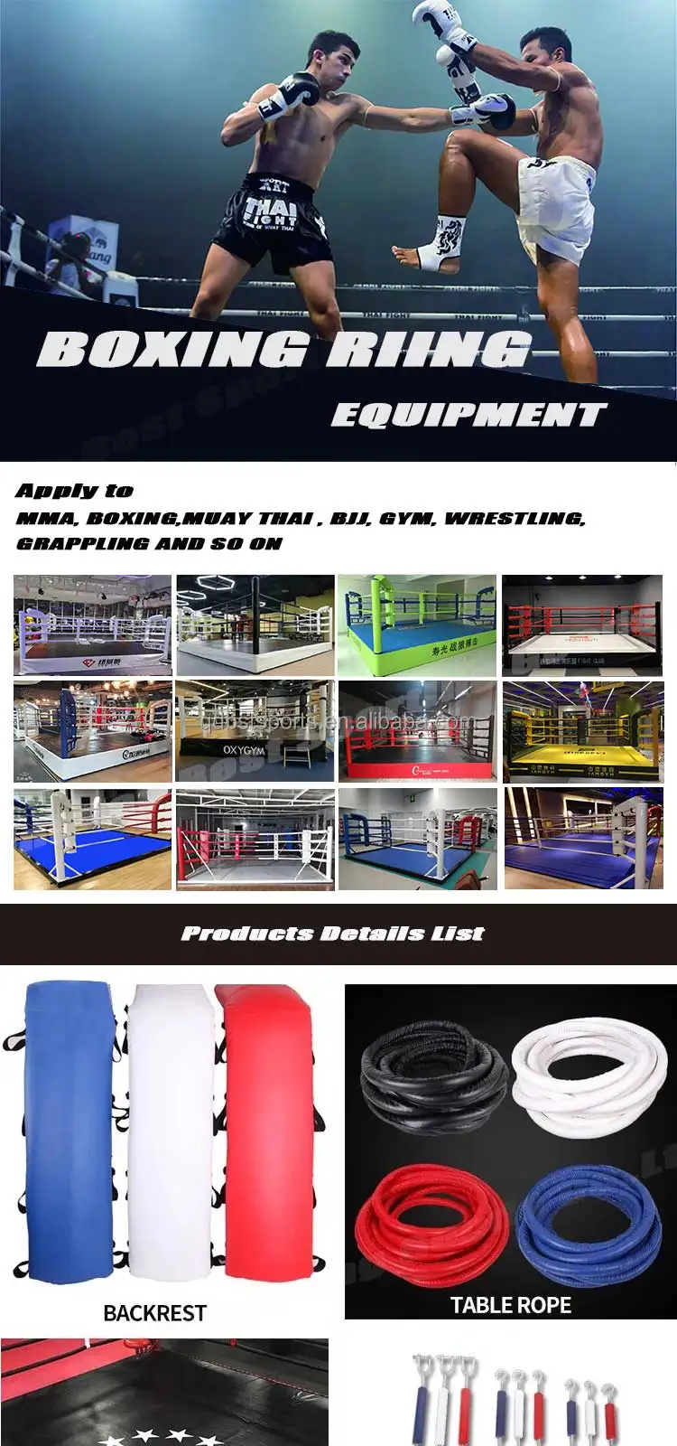 Professional Thai Kick Boxing Ring Boxing Championship Floor Rings Or ...