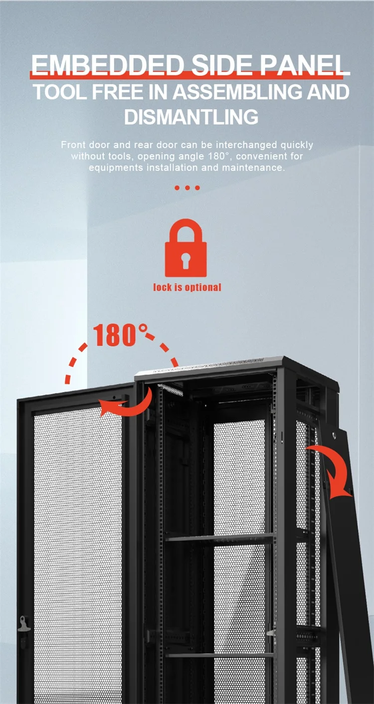 42u Server Rack Cabinet With Secure Locking Door - 4 Post Adjustable 19 Inch Portable Network ...