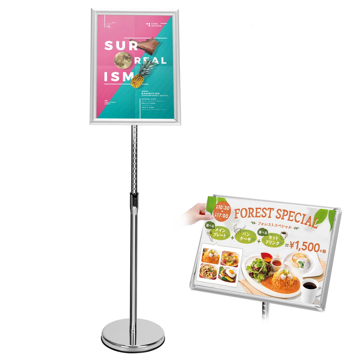 Cydisplay Silver A3 Poster Display Stand Retractable Frame Heavy Duty ...