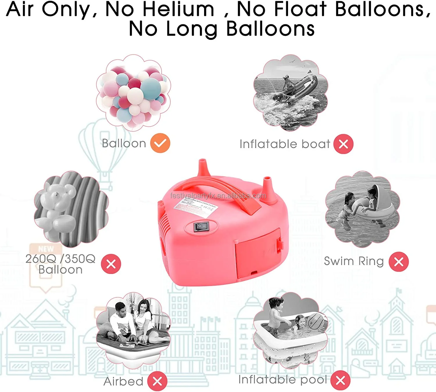 Hand Machine Helium Heart Portable Inflator Inflating Double Hole ...