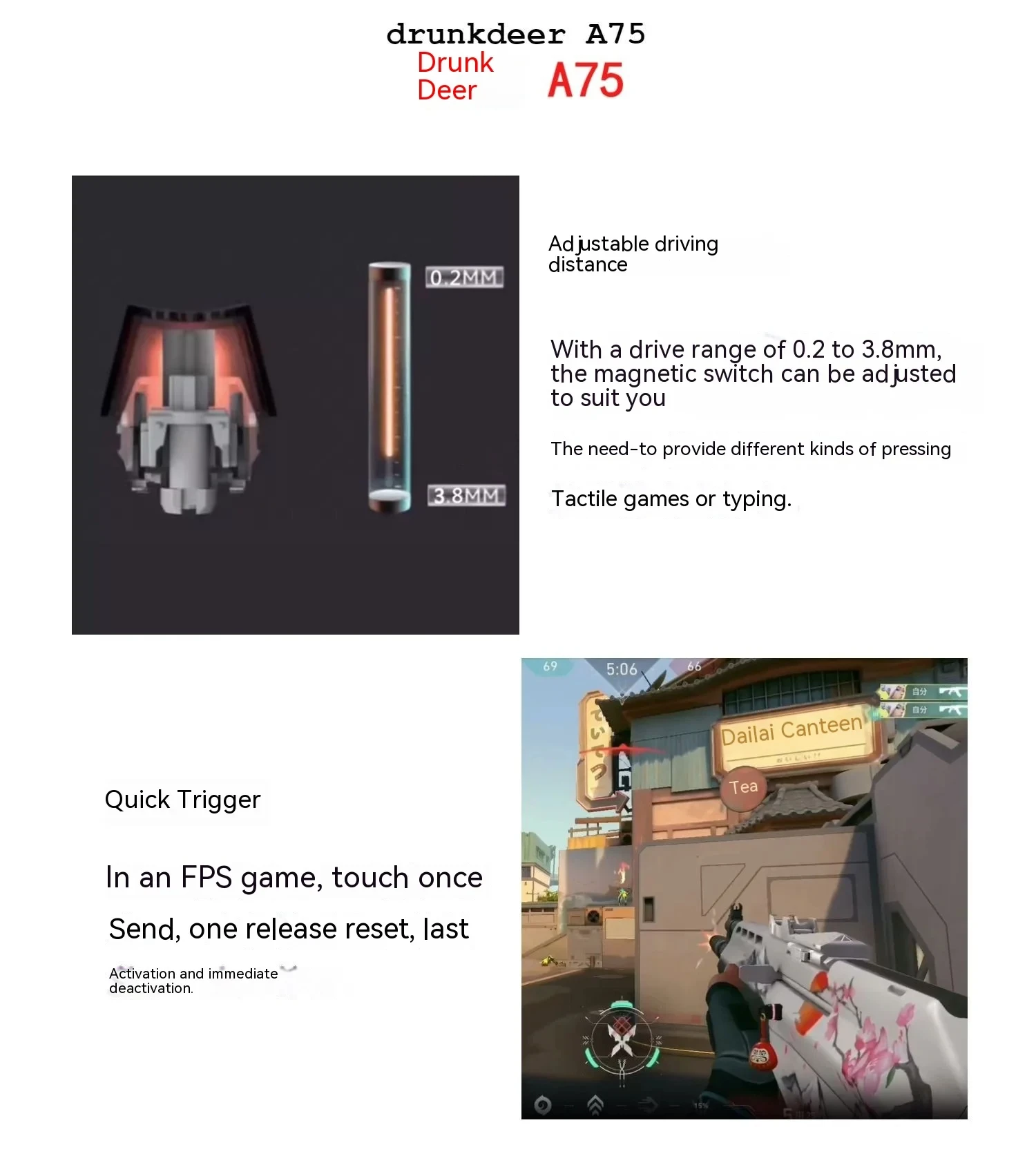 Factory Oem Drunkdeer A75 Mechanical Keyboard Magnetic Attraction Switch Multifunctional Knob ...