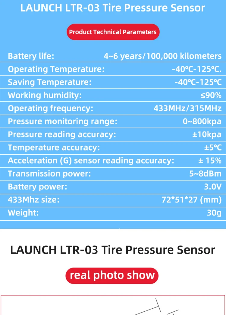Launch Universal 2in1 TPMS Sensor LTR-03 RF Sensor 315MHz 433MHz ...