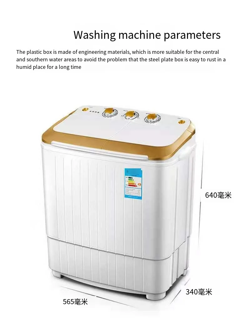 5kg Double Bucket Semi-automatic Washing Machine Dehydrating Stainless ...