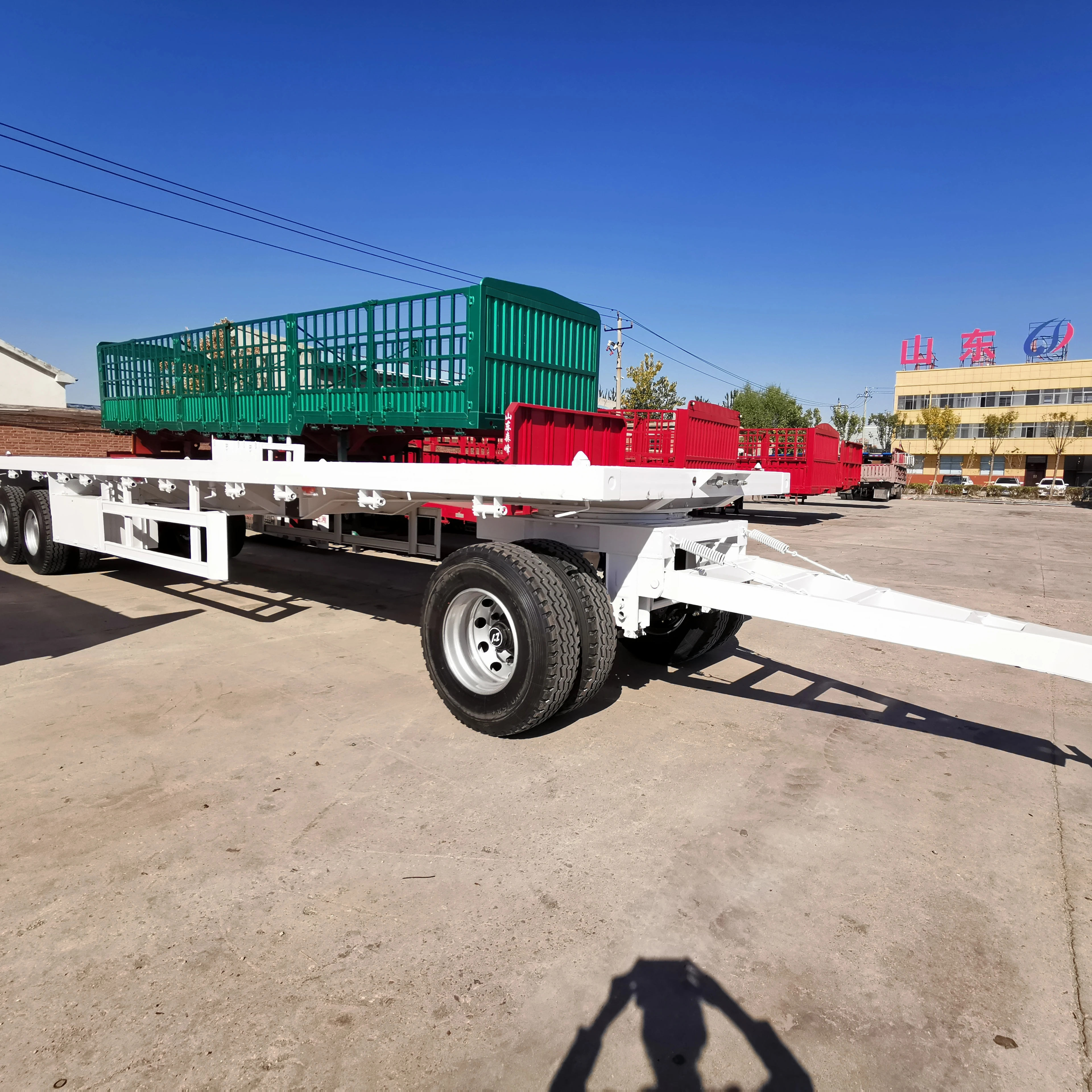 high quality 2 axle 20tons flatbed trailer with draw bar, cargo flat ...
