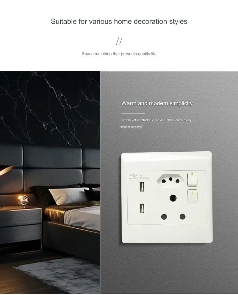 13a 3 Pin Universal Wall Socket Usb And Type C Electric Power Usb Switch Outlet Uk Wall Socket ...