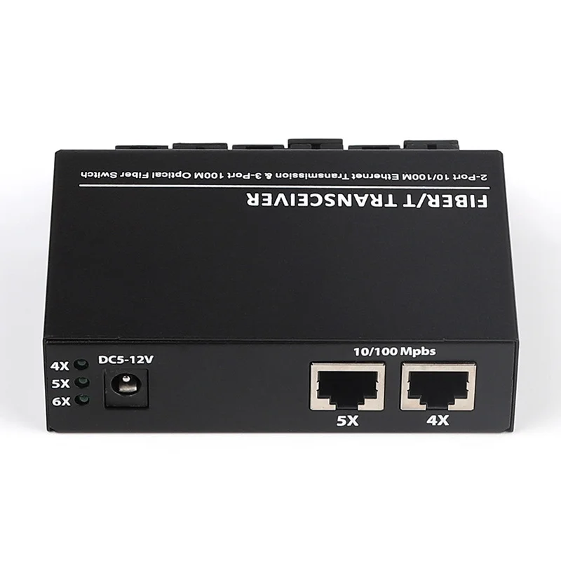3 Fiber Port 2 RJ45 10/100M Fiber Optic Media Converter Single Mode ...