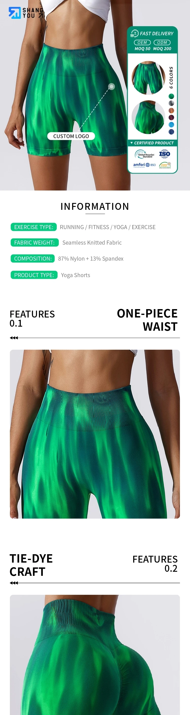 Cdk7162 High Waist Seamless Gym Shorts For Women Compression Tie Dyetummy Control Workout