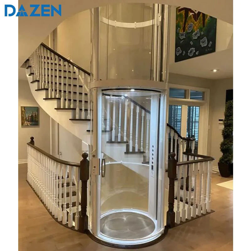 Modern Round Glass Traction Elevator - Luxury Home Lift with Easy ...