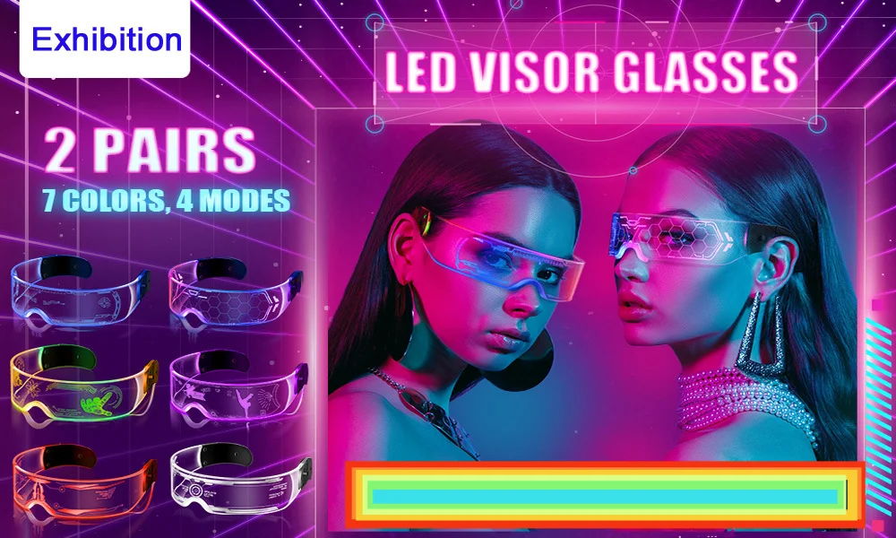 Multi Colors Combinations Cyberpunk LED Lights Luminous Glasses Party ...