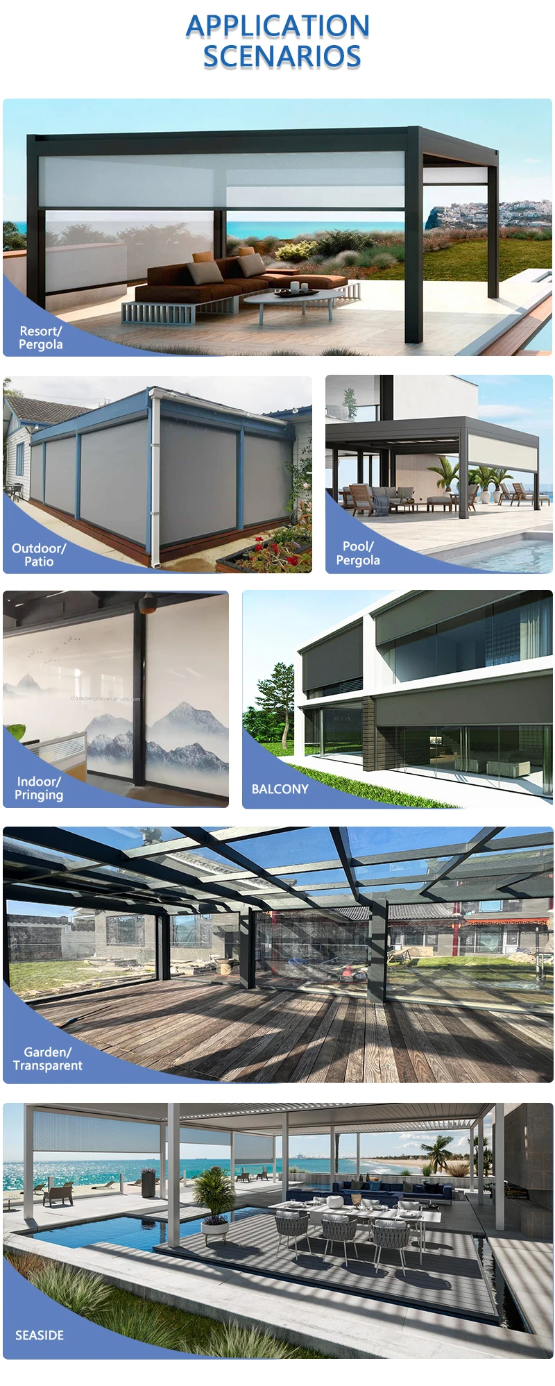 Oem Windproof Roller Screen Motorized Outdoor Heavy Duty Zip Track Wind ...