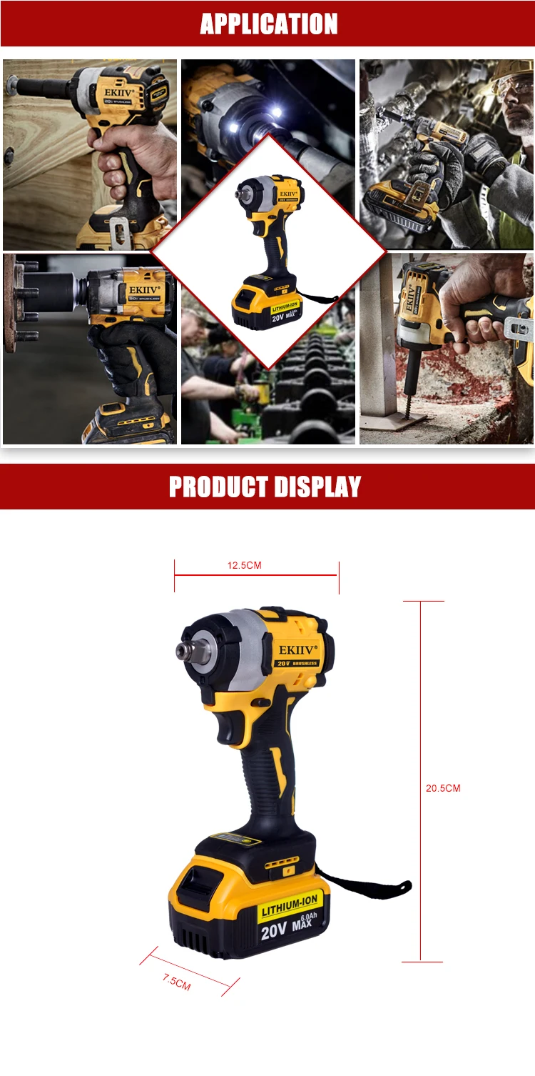 Cordless Impact Wrench Cordless Impact Wrench Heavy Duty 20v Cordless Brushless Electric Battery ...