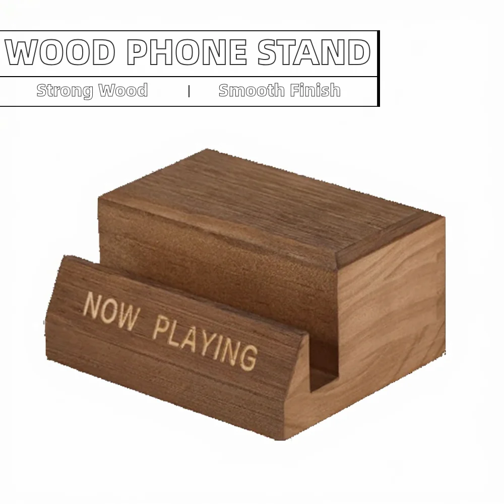 8cm Polished Modern Art Style Beech Wood Phone Stand Hand Engraved ...