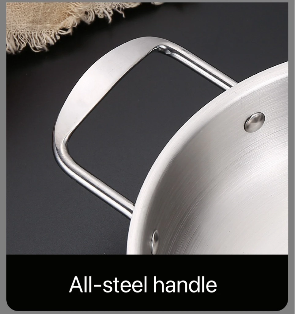 Double Handle Stainless Steel Metal Frying Pan Nordic Family High-end ...