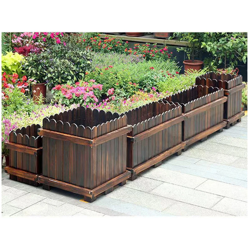Modern Large Square Landscape Flower Box Outdoor Antiseptic Wood Solid ...