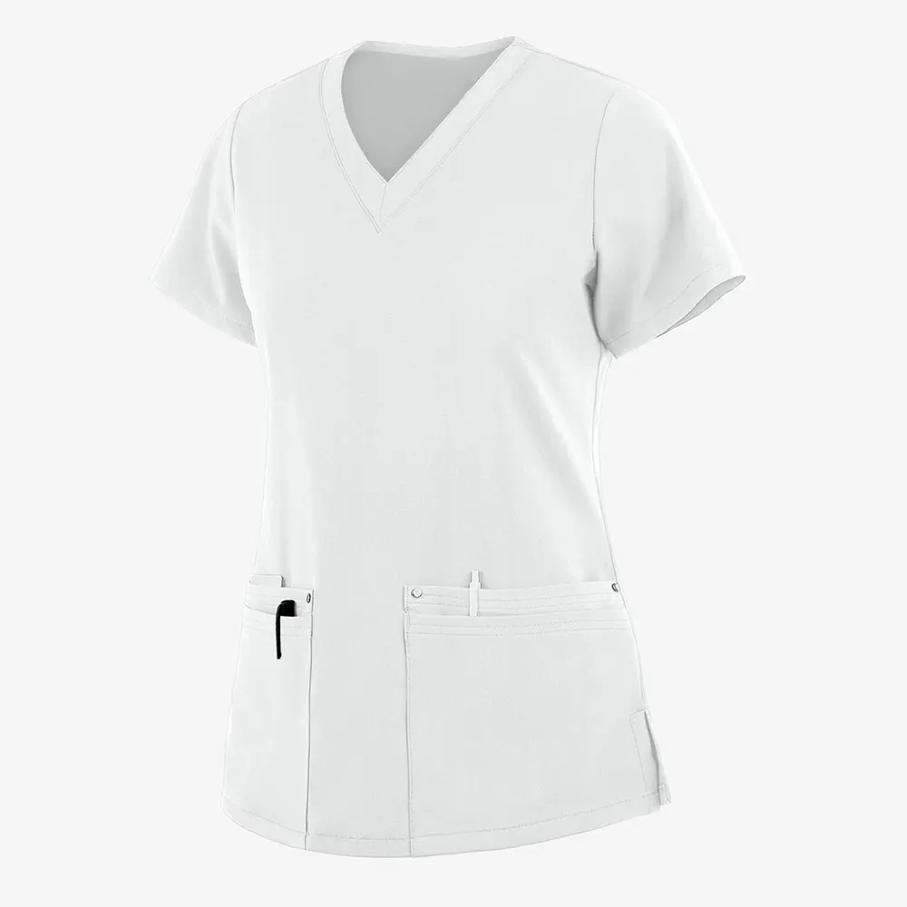Bestex White V Neck Scrubs Uniforms Sets Nurse Spandex Unisex ...
