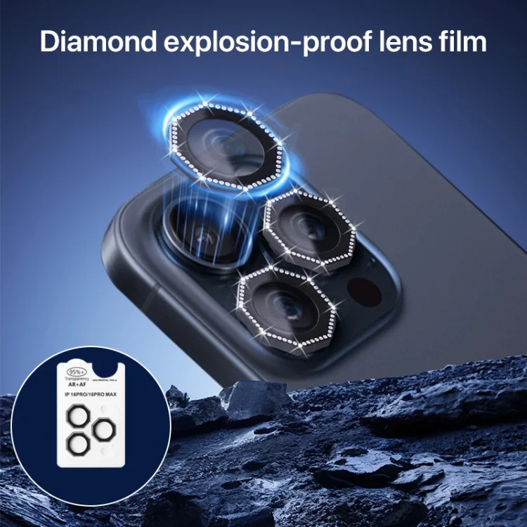Diamond Cut Easy Installation Octagonal 3D Tempered Glass Camera Lens ...