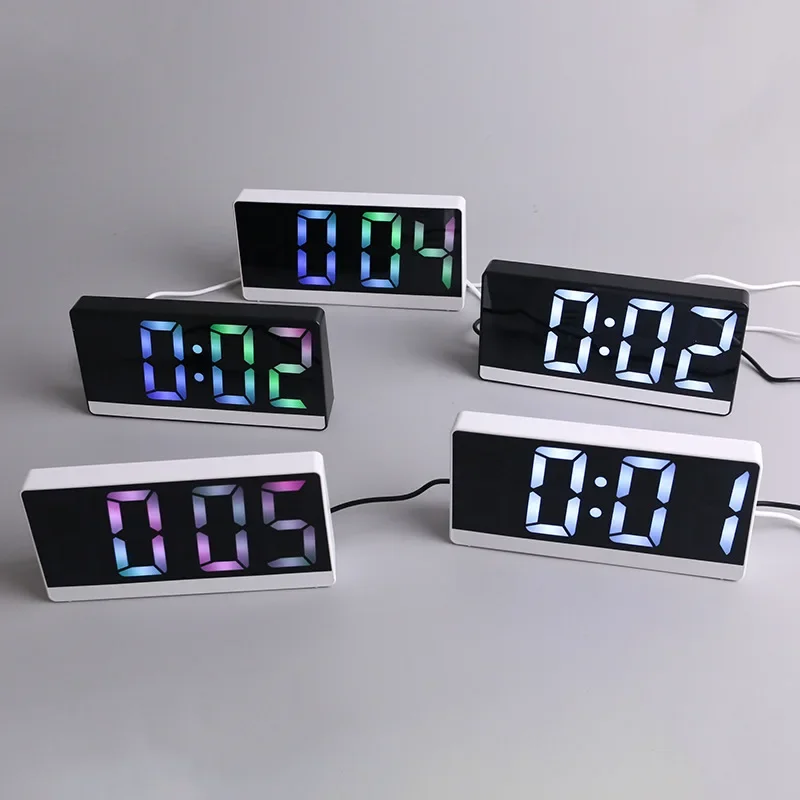 Battery Powered Led Digital Clock With Colorful Font Display, Night ...