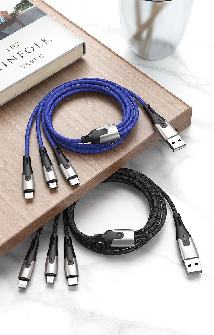 Vipfan Custom Luxury 3-in-1 Multi-function Mobile Phone Charging Cable ...